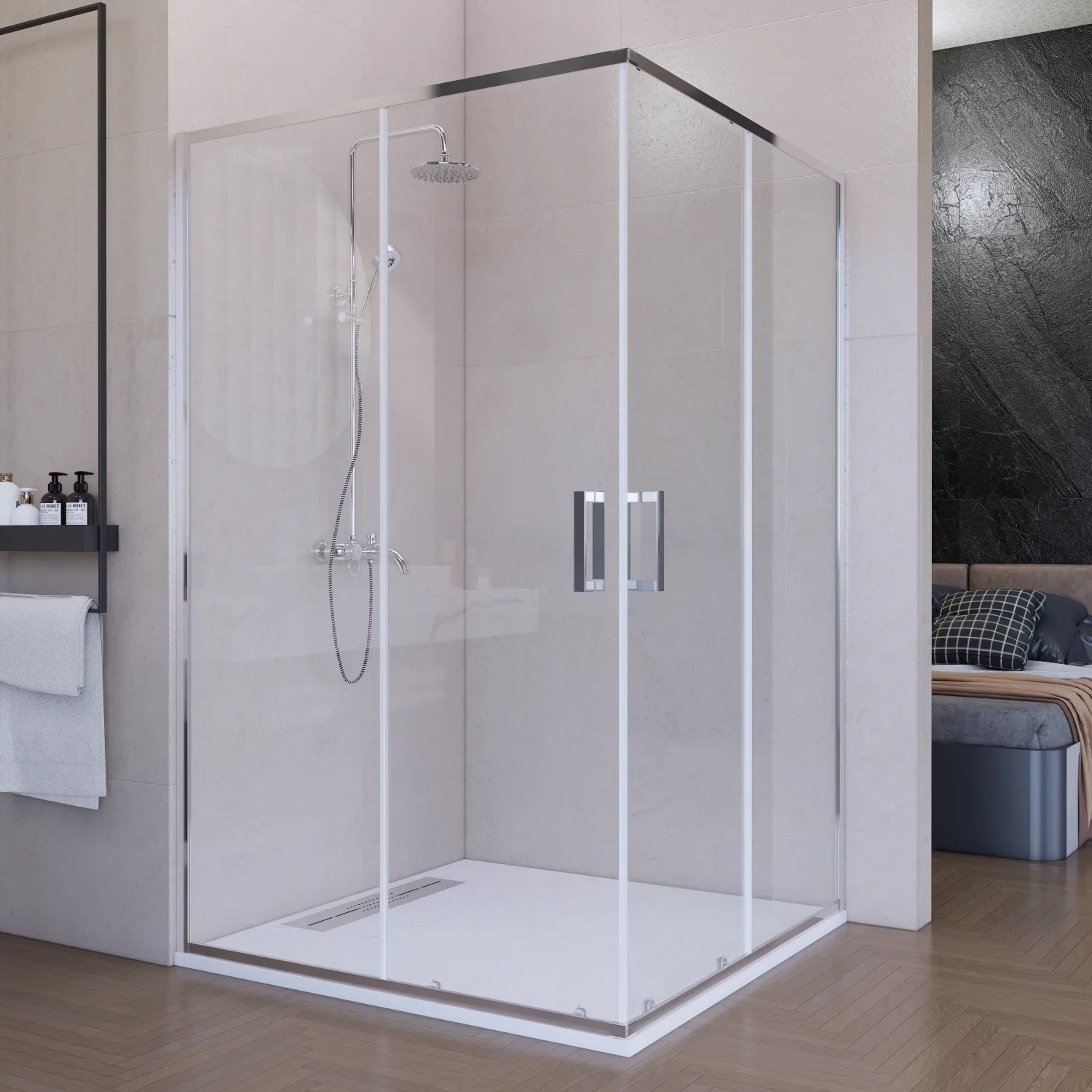 Mampara Ducha Rectangular 100x170cm-Instalación Rápida -Cristal ...